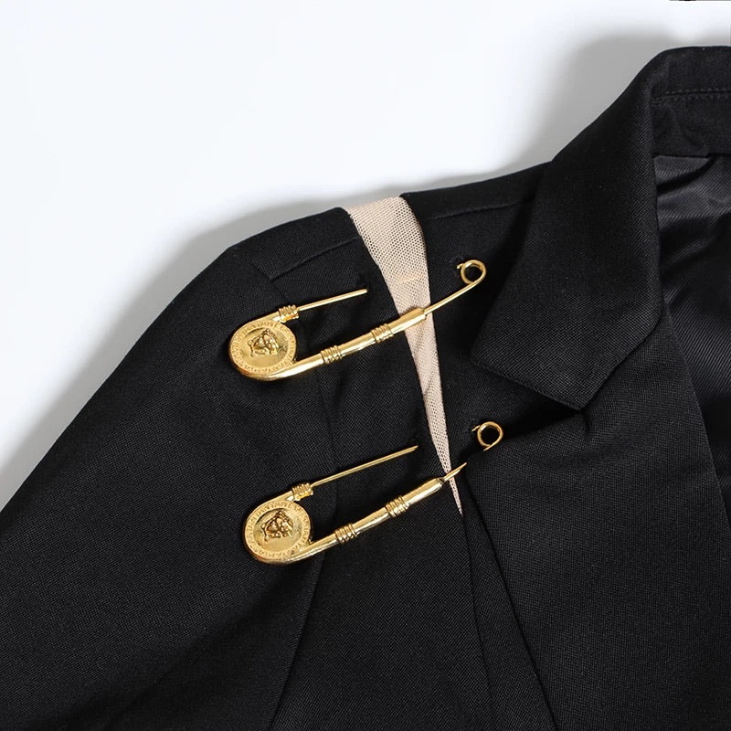 Black Safety Pin Blazer – AZURA THE LABEL